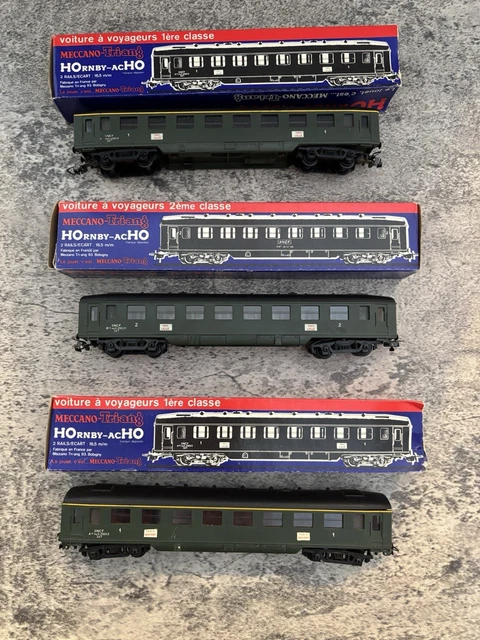 X3 HO COACHES Hornby Meccano Triang Acho 1st and 2nd Class (1x 7330; 2x ...