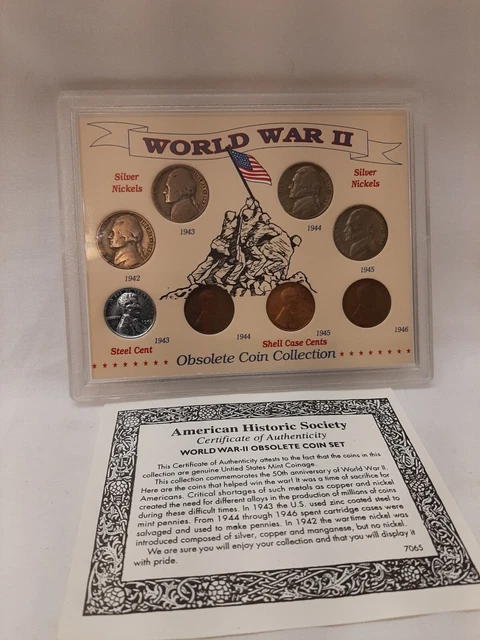 WORLD WAR II Obsolete Coin Collection with WW2 1943 Steel Cent and 1942 ...