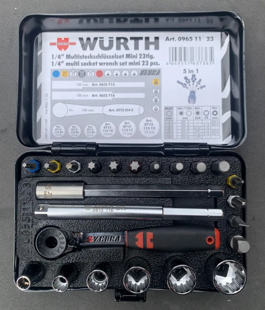 WURTH ZEBRA 1/4& Multi Wrench 23 Piece Mini Set with Ratchet Wrench New ...