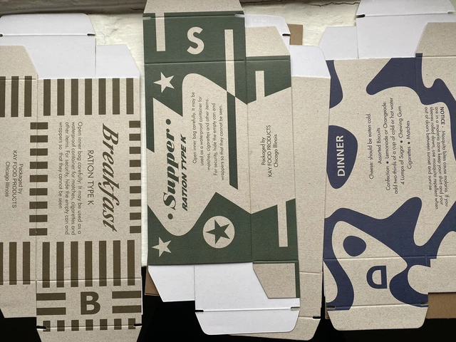 WW2 US ARMY USMC K Rations Set of 3 Boxes Flat Packed Reproduction £14. ...