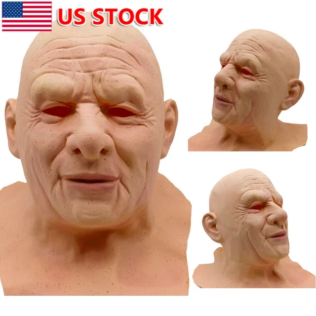 Old Man Mask Latex Halloween Realistic Full Face Masks Headgear Cosplay