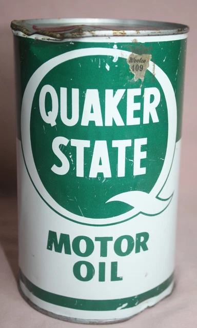VINTAGE QUACKER State Hd Motor Oil Tin / Can 1 Qt. Full Toronto Canada ...