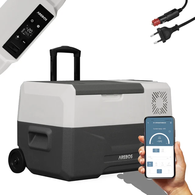 AREBOS GLACIÈRE À compresseur avec roulettes 27 litres avec Commande ...