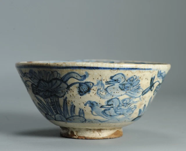 ANTIQUE CHINESE OR Annamese Ming Blue White Bowl Mandarin Ducks 16/17C ...