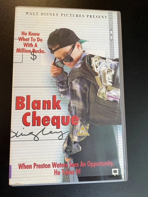 BLANK CHEQUE (VHS) 1994 Rare Big Box, Karen Duffy, Brian Bonsall Comedy ...