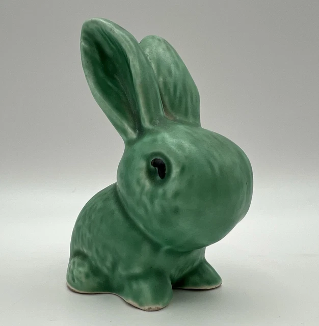 SYLVAC SNUB NOSE Bunny Rabbit 4" Pottery Figurine Green Vintage 1930’s ...