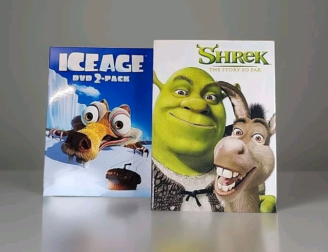 LOT OF 5 Kids Movies SHREK The Story So Far DVD Box Set Ice Age 2-Pack ...
