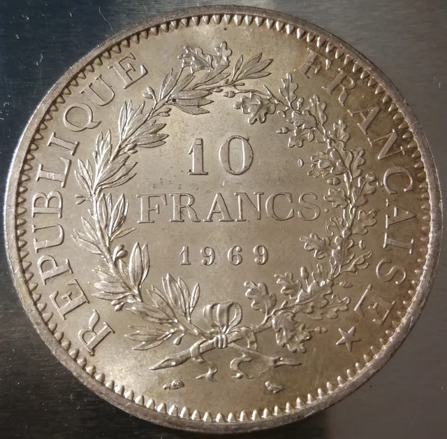 PIÈCE MONNAIE FRANCE 10 francs HERCULE ARGENT 1969 RARE SPL Silver coin ...