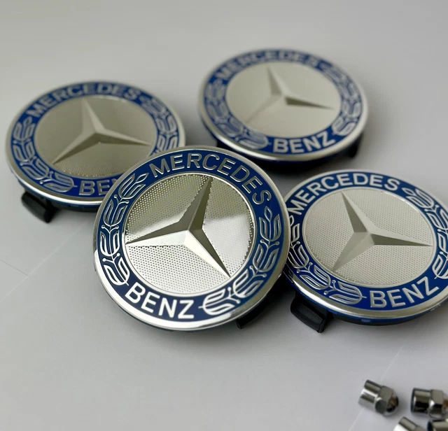 MERCEDES-BENZ BLUE SET Wheel Centre Caps Badges Hub Emblem 🇬🇧 4PCS 75mm ...