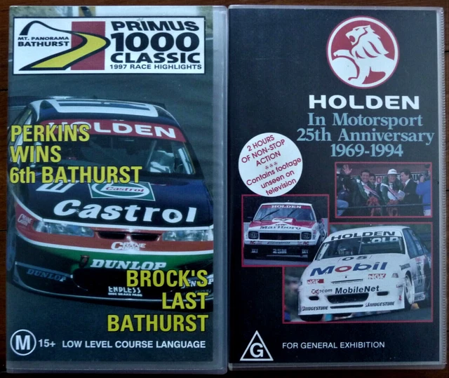 HOLDEN MOTORSPORT 25TH Anniv 1969-1994 + Brock’s Last Bathurst 2 x VHS ...