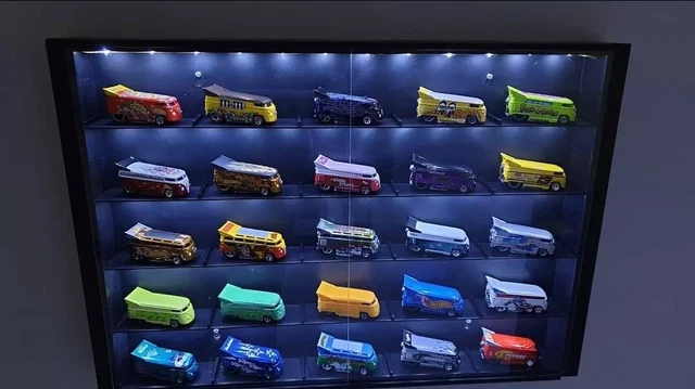 LED DISPLAY CASE For Hot Wheels 1:64 Scale 24 Diecast Toy Cars Wall ...
