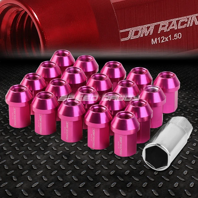 JDM CLOSE-END ALUMINUM Pink 20 Lug Nuts Set+Adapter M12X1.5 25Mm Od ...