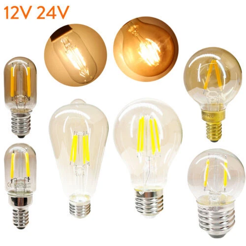 COB LED FILAMENT Light Bulb 12V 24V 1W 6W E27 E14 E12 Vintage Retro ...