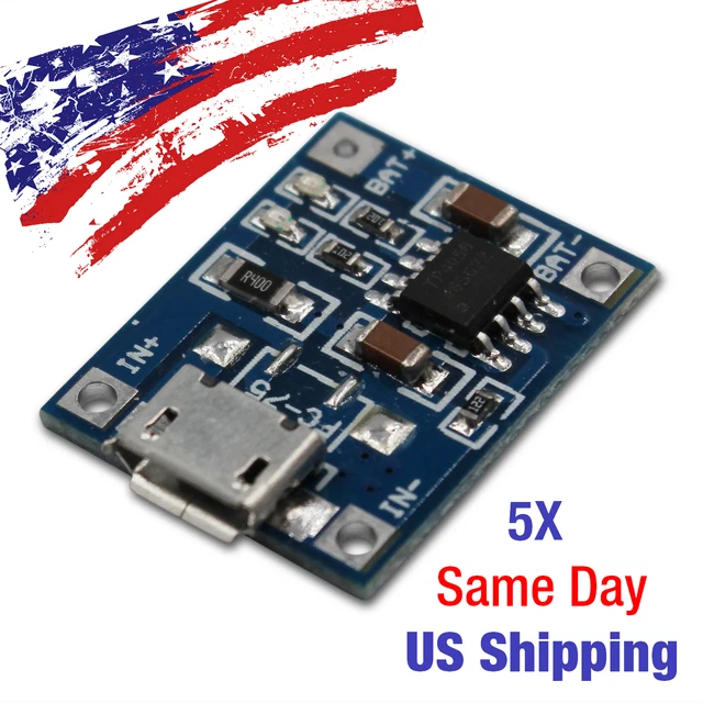 MICRO USB LI-ION Battery Charger Module TP4056 3.7V 4.2V Lithium Li-Po ...