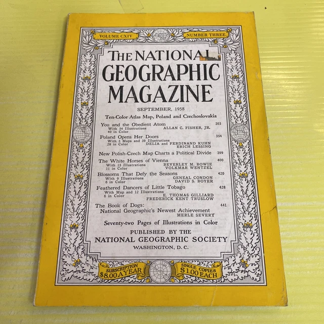 NATIONAL GEOGRAPHIC SEPTEMBER 1958 - Volume CXIV - Number Three $29.99 ...