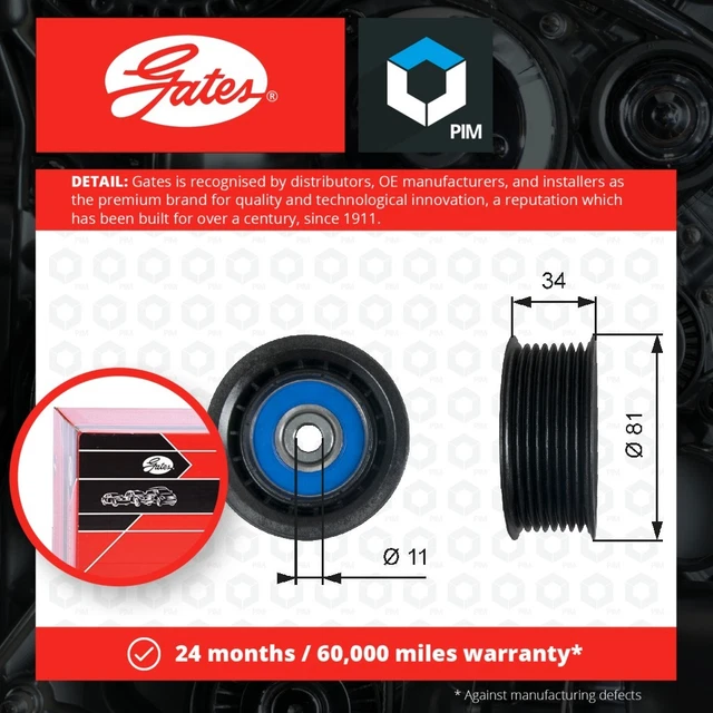 AUX BELT IDLER Pulley T36517 Gates Guide Deflection 1475155 1510698 ...