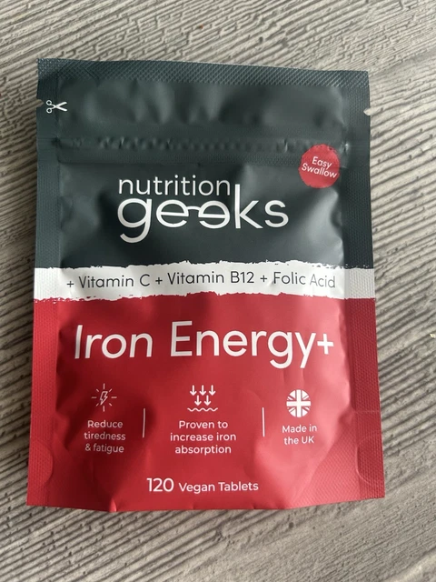 NUTRITION GEEKS IRON Energy + tablets with Vitamin C, B12 Folic Acid £5 ...