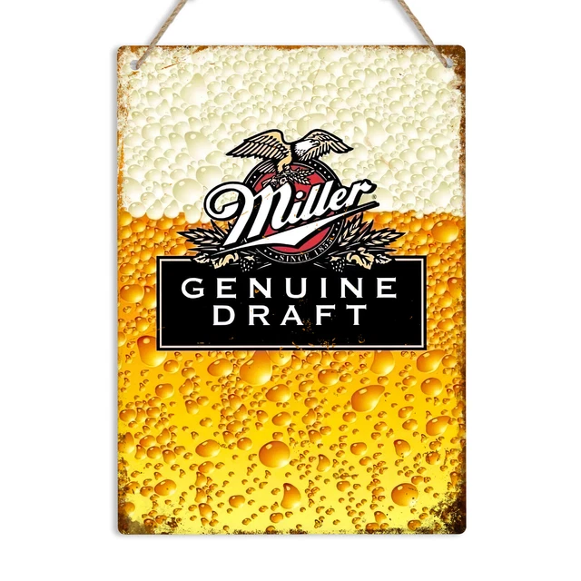 MILLER GENUINE DRAFT Retro Metal Sign Man Cave Garage Shed Pub Bar Beer ...