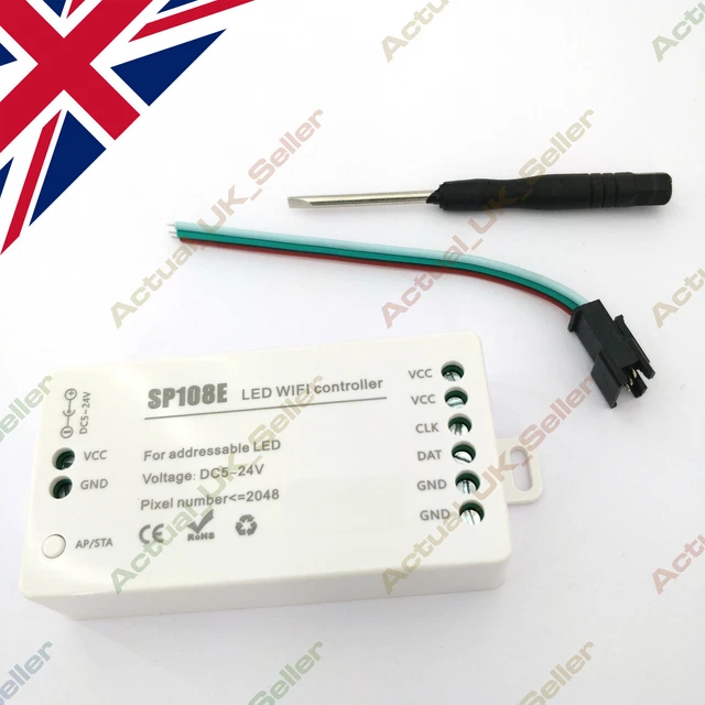 SP108E WIFI-CONNECTED ADDRESSABLE LED strip/matrix controller, WS2812 ...