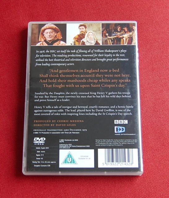 HENRY V - Region 2 DVD - BBC - David Gwillim, Keith Drinkel, Bryan Pringle - OOP £3.99 - PicClick UK