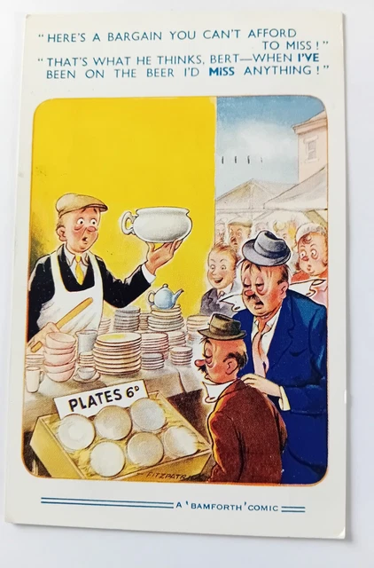 BAMFORTH COMIC POSTCARD #2148 Black Triangle Jerry Pots Market Stall ...