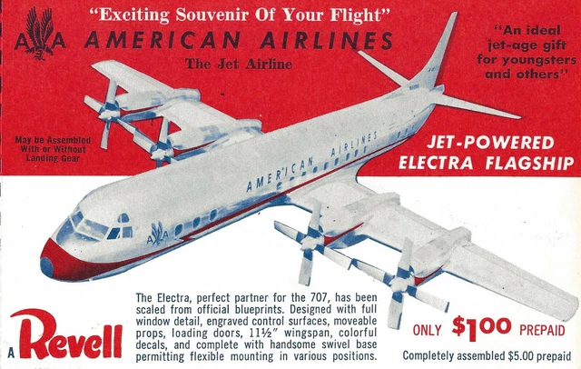 ADVERTISEMENT-1950S AMERICAN AIRLINES Scale Model-Revell-Lockheed L-188 ...
