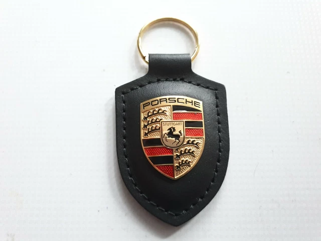 ORIGINALE PORSCHE PORTACHIAVI Pelle & Stemma WAP0500900E Nero Chiave ...