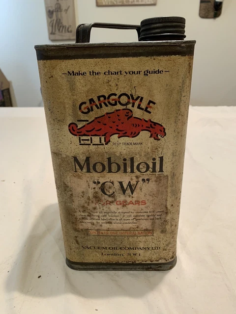 VINTAGE OIL CAN Gargoyle Mobiloil A Vacuum Oil Co c.1920/30’s Including ...