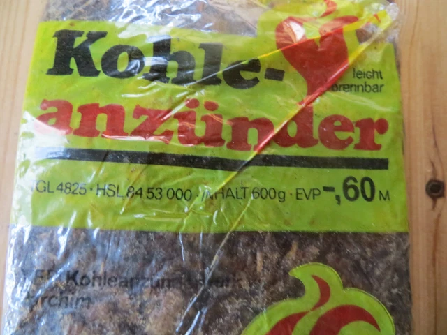 1 NEUE PACKUNG Kohleanzünder DDR Kamin Original 600 g VEB Parchim ...