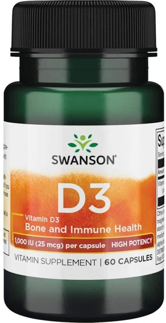 SWANSON VITAMIN D-3 Vitamin D3 5000IU 1000IU Capsules| Bones Teeth ...