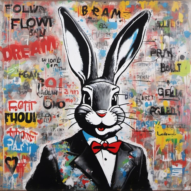 THE FELIX BUNNY 01 Follow u Dream Banksy Art Street Art Pop Art 80x80 ...
