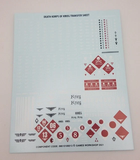 WARHAMMER 40K DEATH Korps of Krieg Transfer Sheet EUR 8,12 - PicClick IT
