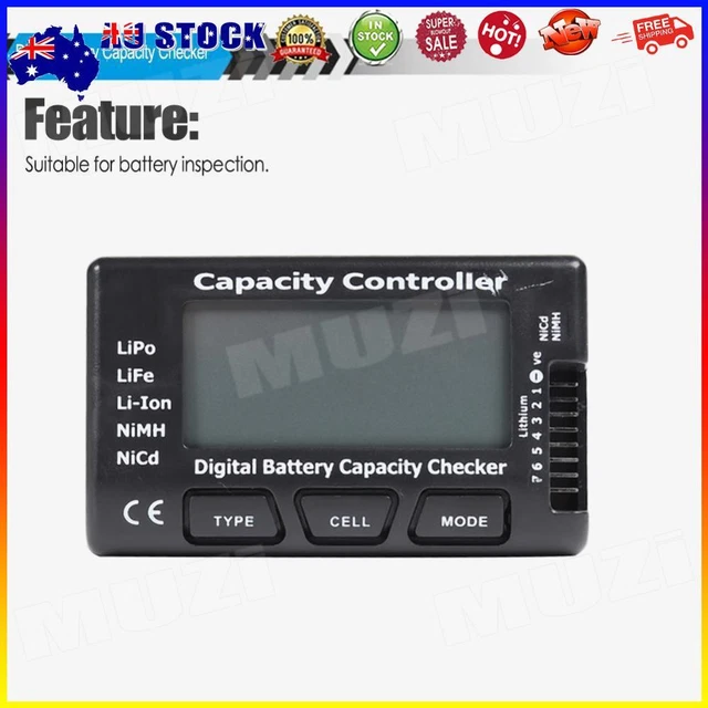 CELL BATTERY CAPACITY Checker RC CellMeter-7 Digital Battery Voltage ...