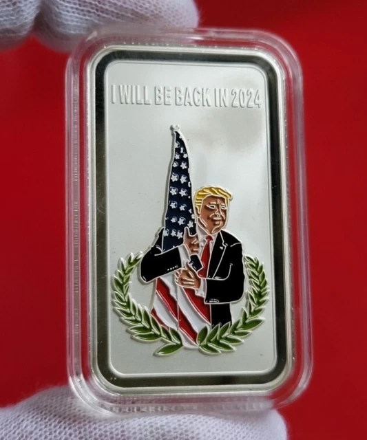DONALD TRUMP &I'LL Be Back In 2024" 1 troy oz .999 Fine Silver Enameled ...
