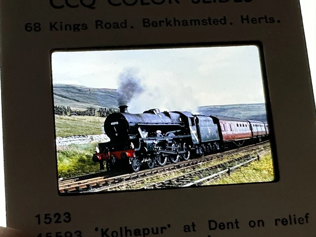 35MM RAILWAY SLIDE LMS Jubilee 45593 Kolhapur at Dent on Thames-Clyde ...
