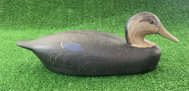VINTAGE CHET RENESON Black Duck Drake Decoy - BRANDED “RENESON” On ...