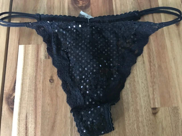 ANN SUMMERS BLACK lace sheer luscious thong string stretch uk 14/16 £11 ...