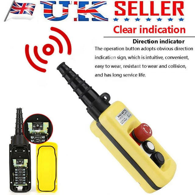 BUTTON SWITCH CRANE Chain Hoist Lifting Pendant Controller Emergency Stop Switch £23.09 ...