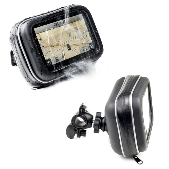 MOTORCYCLE HANDLEBAR BIKE Mount Holder With Waterproof Case For 5'' GPS ...