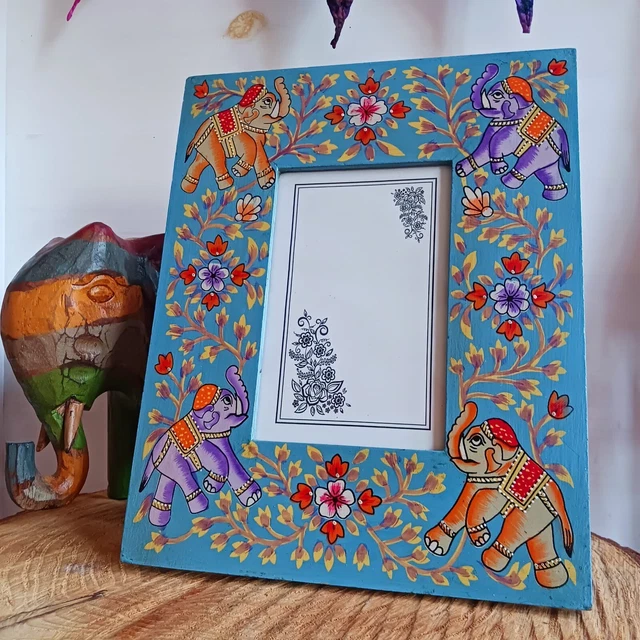 JAYAN ELEPHANT HAND Painted Indian Photo Frame £19.99 - PicClick UK