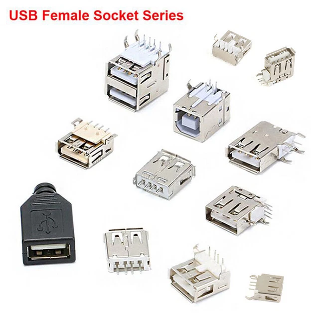 USB FEMALE SOCKET:TYPE-A/B,DIP/SMD,LATERAL Plug,Double-layer,Jack ...