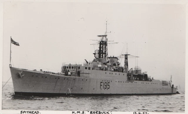 ORIGINAL ROYAL NAVY Photograph. HMS "Roebuck" Destroyer. WW2. Spithead ...