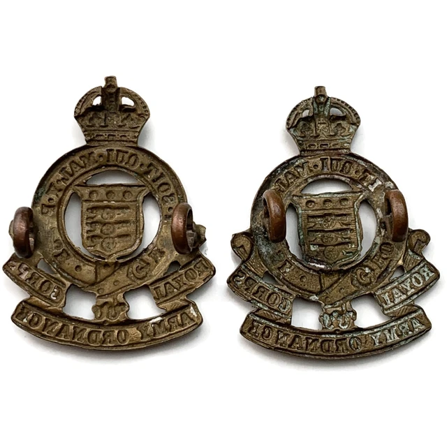 ORIGINAL WW2 ROYAL Army Ordnance Corps RAOC Collar Badge PAIR EUR 17,12 ...