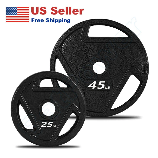 2 IN GRIP Cast Iron Olympic Weight Plates Barbell Plates 5 10 25 35 45 ...