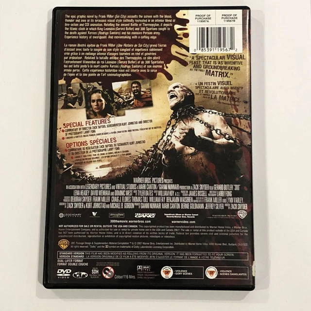 300 DVD FULL Screen Edition Action Movie 2007 Warner Bros Special ...