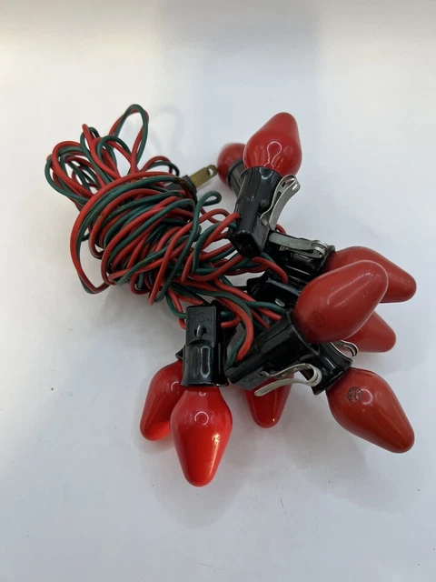 CHRISTMAS LIGHTS STRING Strand C7 Set of 9 Bulbs Vintage Noma Red ...