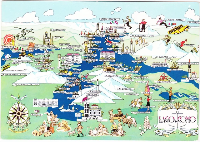 LAGO DI COMO - Cartolina Cartina Geografica -89053- EUR 3,80 - PicClick FR