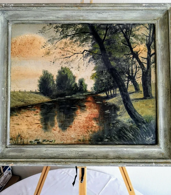 ÖLGEMÄLDE /HOLZPLATTE SIGNIERT&HEINZ Adomeit1938 Landschaft m.Bachlauf,60 x50cm EUR 89,00 ...