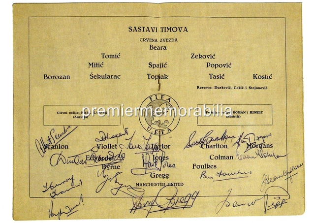 MANCHESTER UNITED FC BUSBY BABES SIGNED x15 PREPRINT DUNCAN EDWARDS ...
