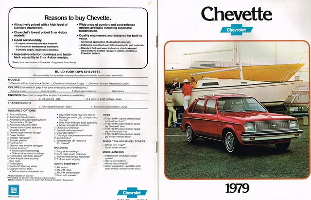 1979 CHEVY CHEVETTE Brochure/Catalog with Color Chart: SCOOTER ...